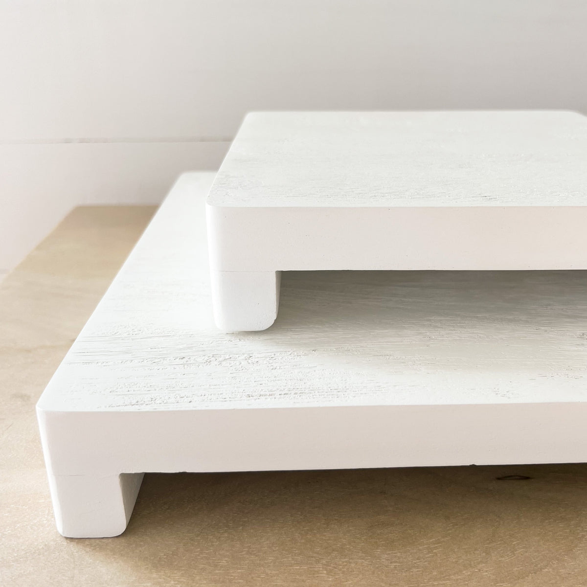 White Wood Serving Board/Risers– LINEN & SAND